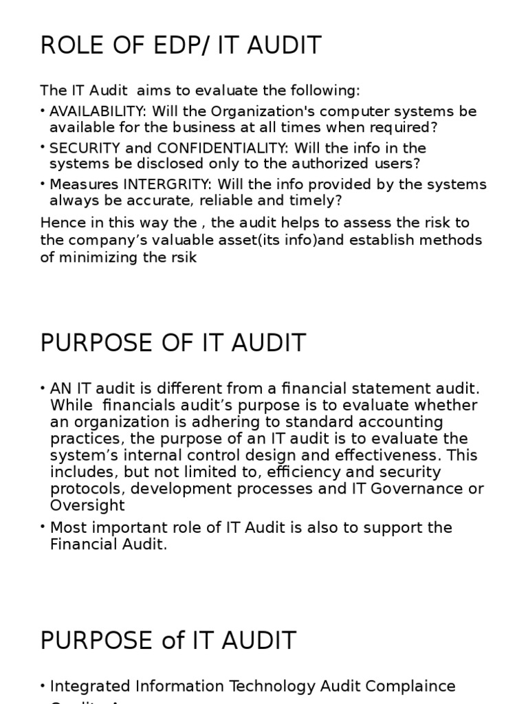 Role of Edp/ It Audit | PDF