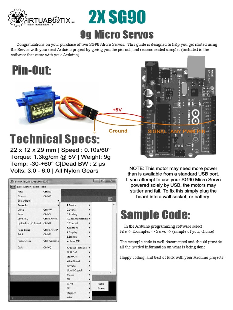 SG90 Micro Servo Pinout Guide | PDF | Computers | Technology & Engineering