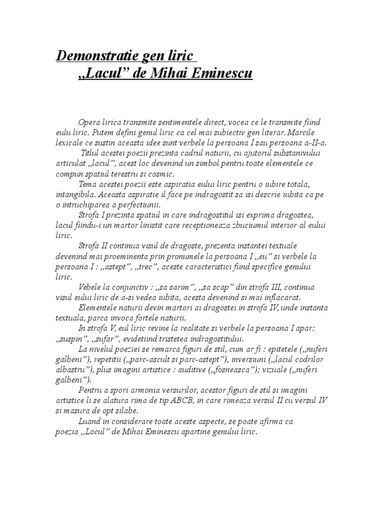 Demonstratie Gen Liric Lacul | PDF