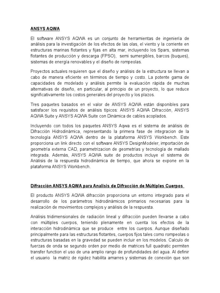 ANSYS AQWA: Análisis Hidrodinámico | PDF | Software | Método de ...
