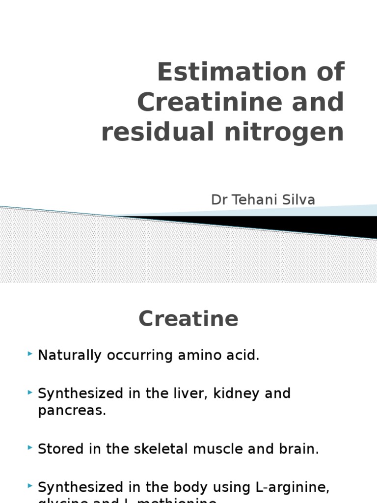 Creatine and Creatinine | PDF | Creatinine | Renal Function