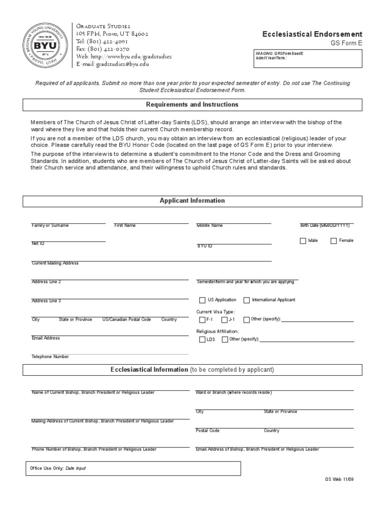 Ecclesiastical Endorsement Form | PDF
