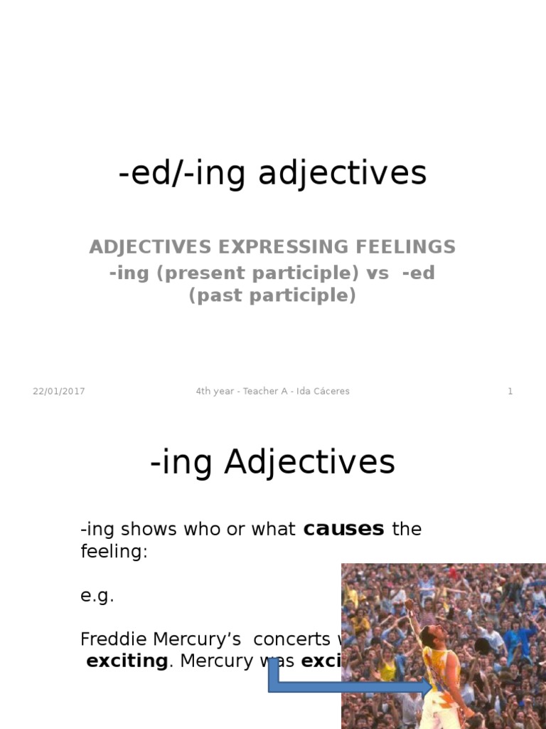 Adjectives Expressing Feelings - Ing (Present Participle) Vs - Ed (Past ...