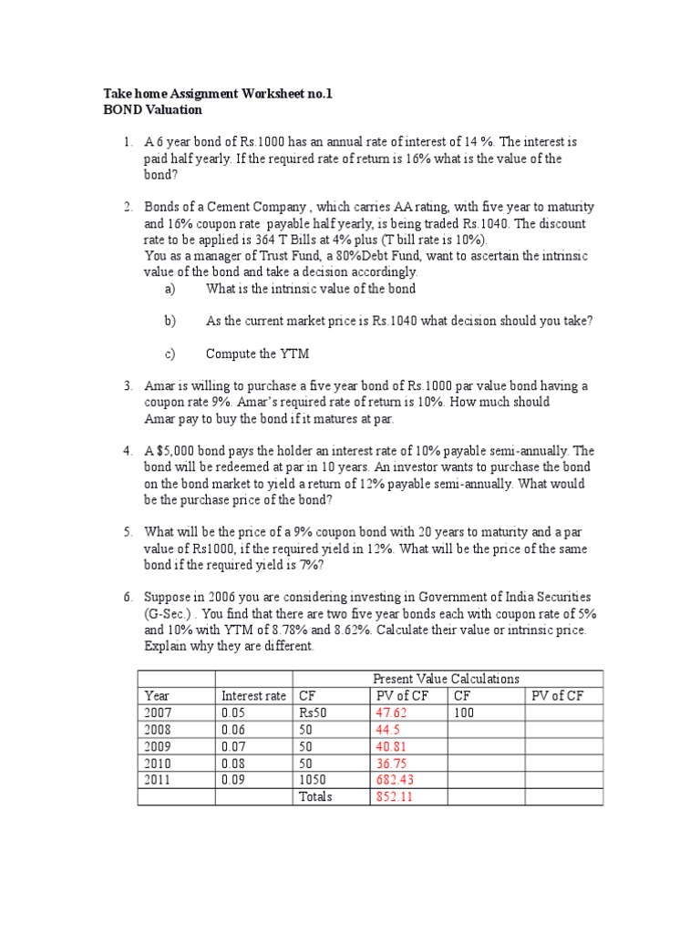 Bond Valuation Assignment Guide | PDF | Bonds (Finance) | Yield (Finance)