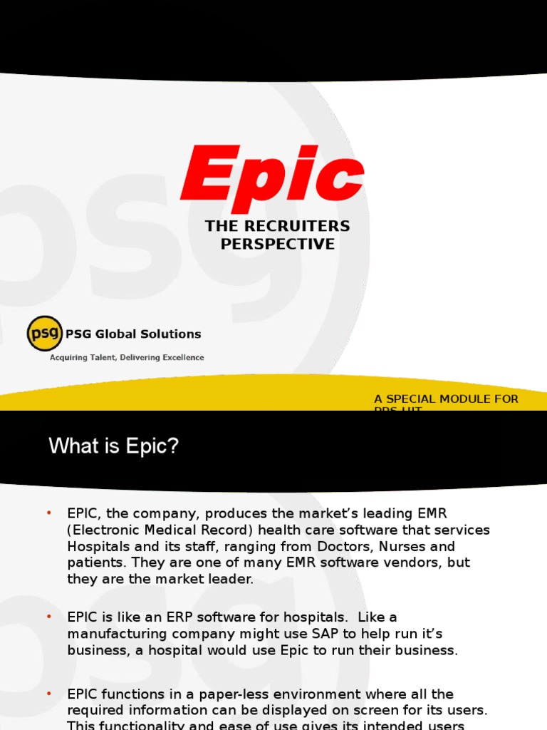 EPIC Presentation | PDF | Electronic Health Record | Service Industries