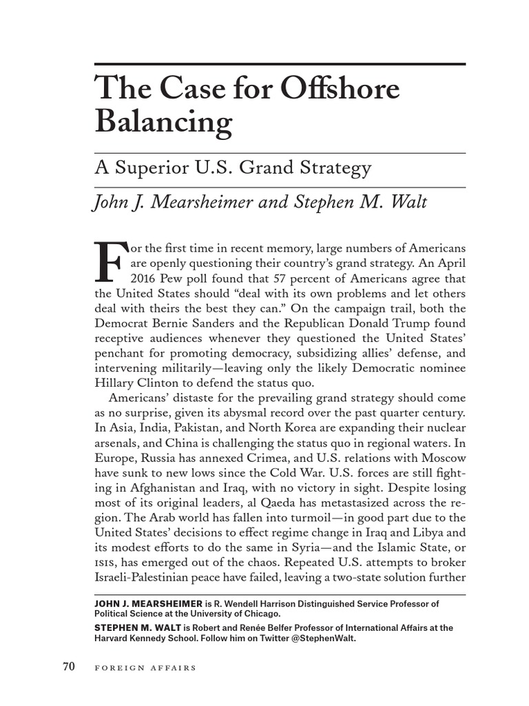 The Case For Offshore Balancing | PDF | Grand Strategy | The United States