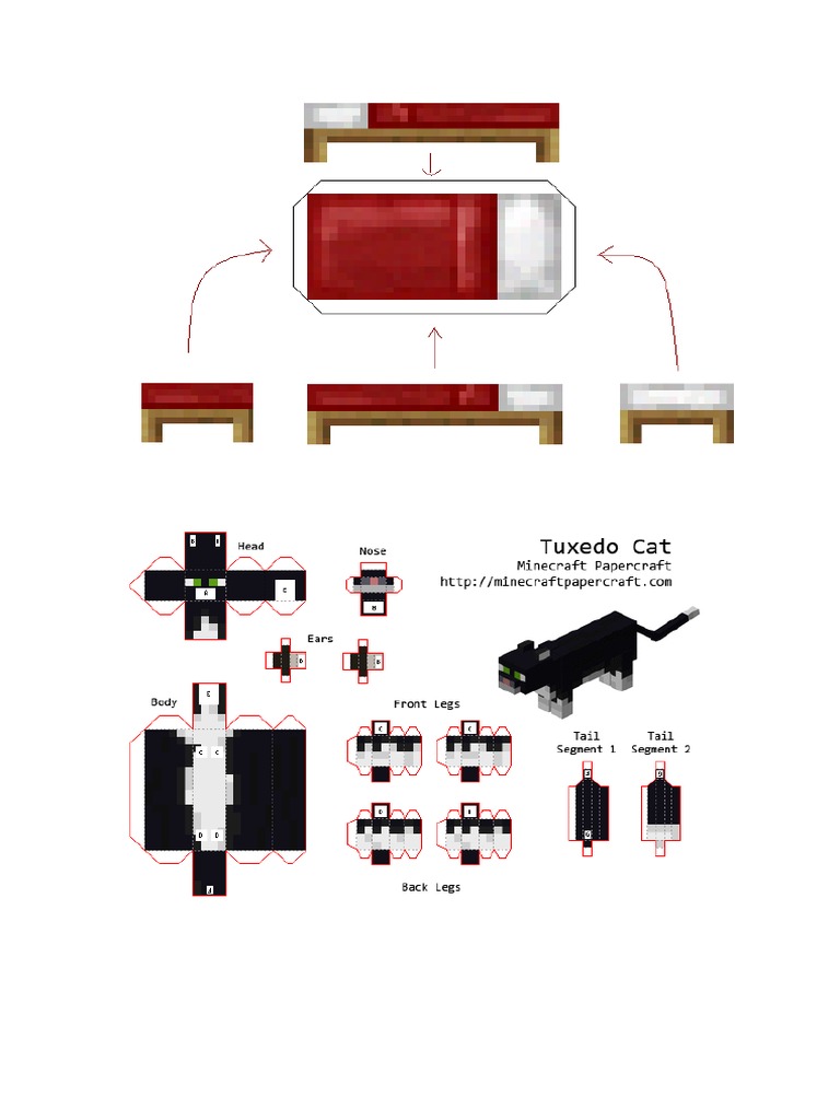 Minecraft Papercraft Tuxedo Cat