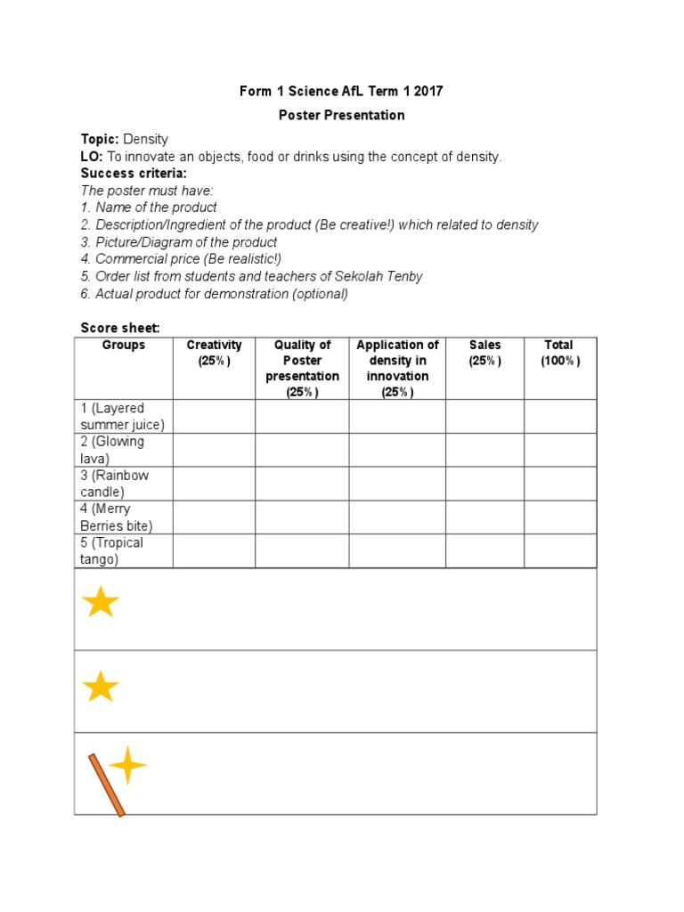 Poster Presentation Score Sheet | PDF