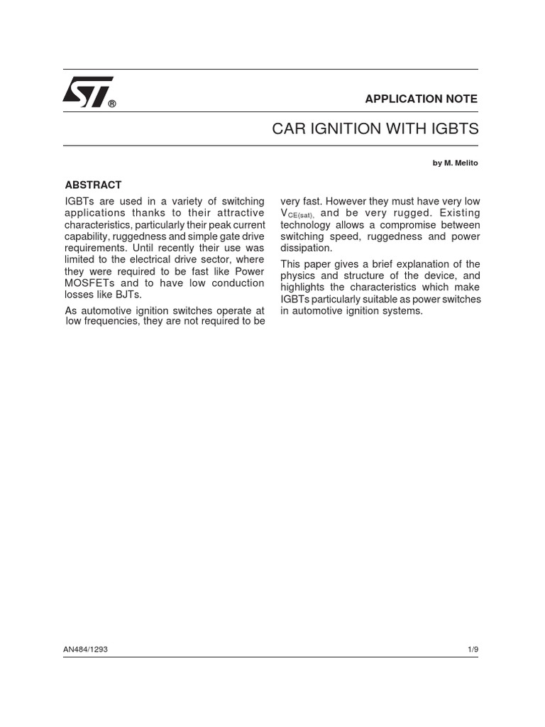 Car Ignition With Igbts | PDF | Bipolar Junction Transistor | Mosfet