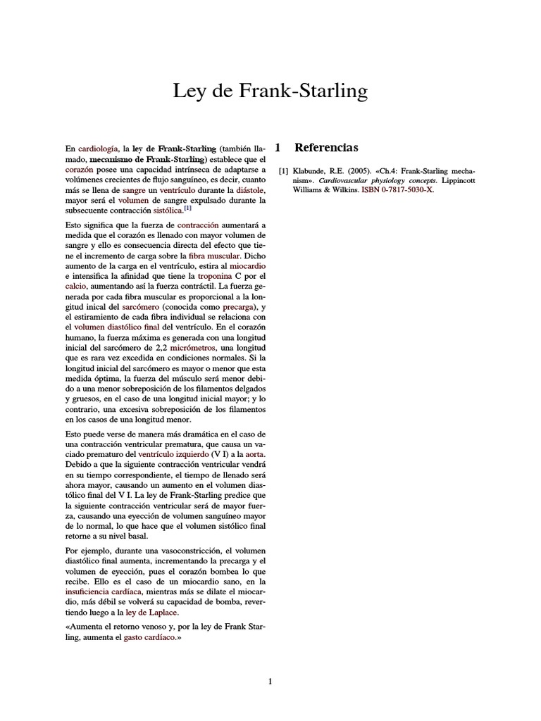 Ley de Frank-Starling | PDF | Sistema circulatorio | Sistema cardiovascular