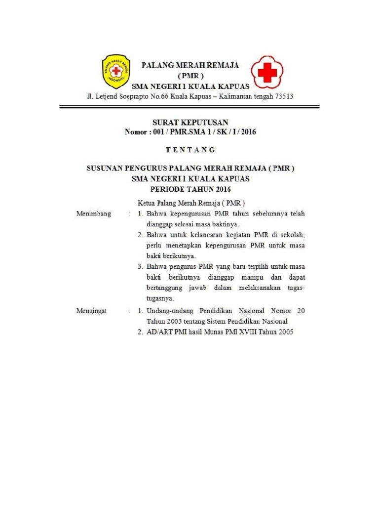 SK Pengurus PMR | PDF