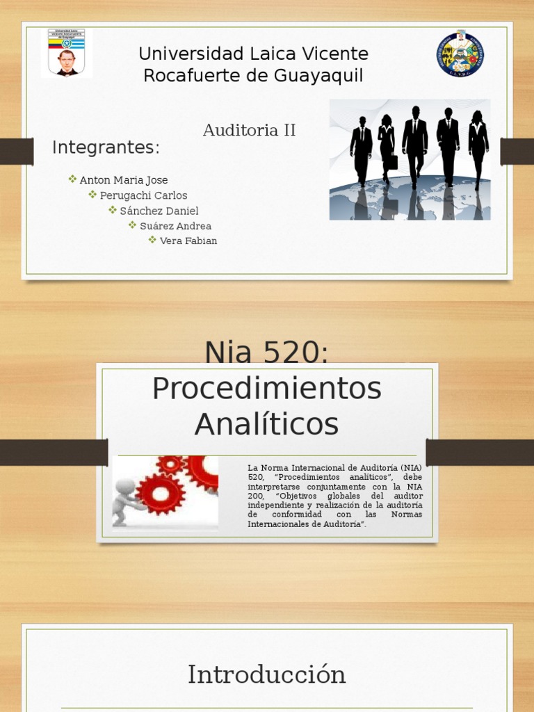 Exposición de NIA 520-Auditoria II | Auditoría financiera | Contralor