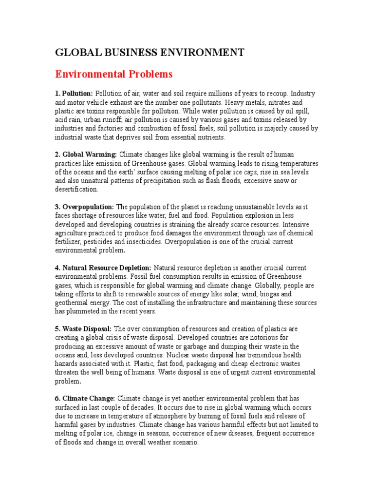 10 Major Current Environmental Problems | PDF | Arbitration | Mediation