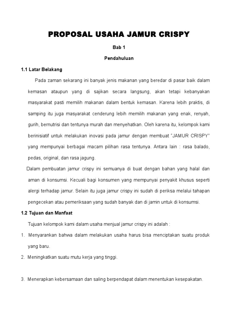 Proposal Usaha Jamur Crispy | PDF