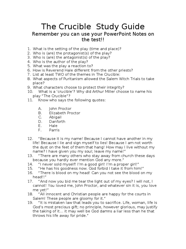 The Crucible Study Guide