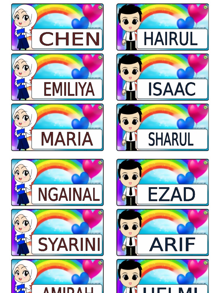 Label Nama Murid 5P | PDF