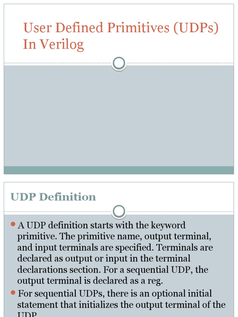 User Defined Primitives (UDPs) in Verilog - Design and Applications | PDF | Electronic Design ...