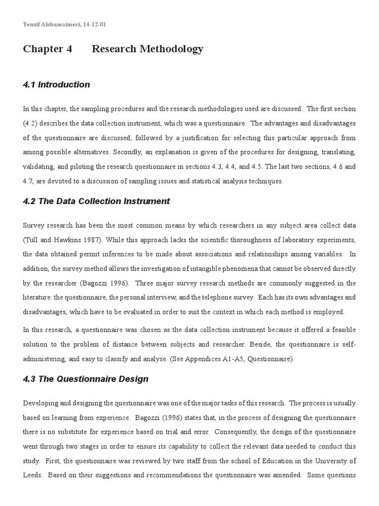 Chapter 4 Research Methodology | PDF | Validity (Statistics) | Survey ...