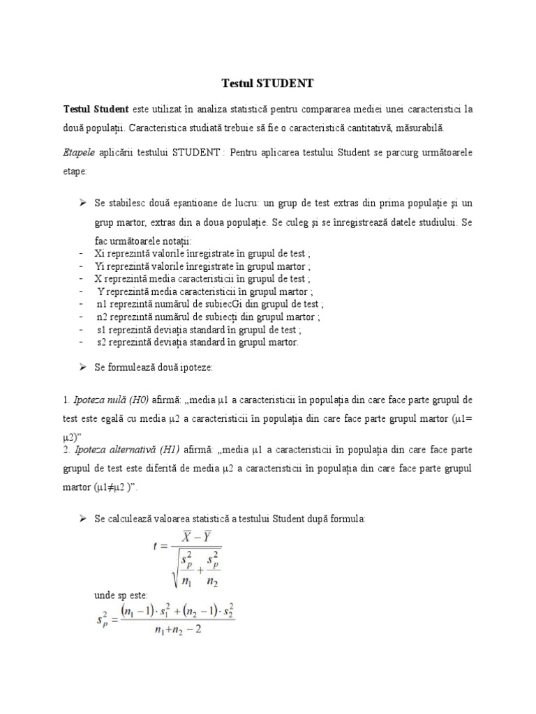 Testul Student | PDF