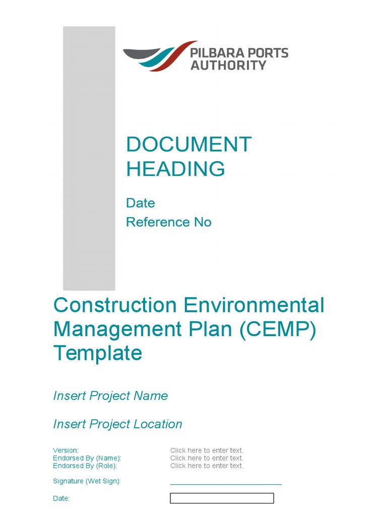 Construction Environmental Management Plan CEMP Template{A334171 ...