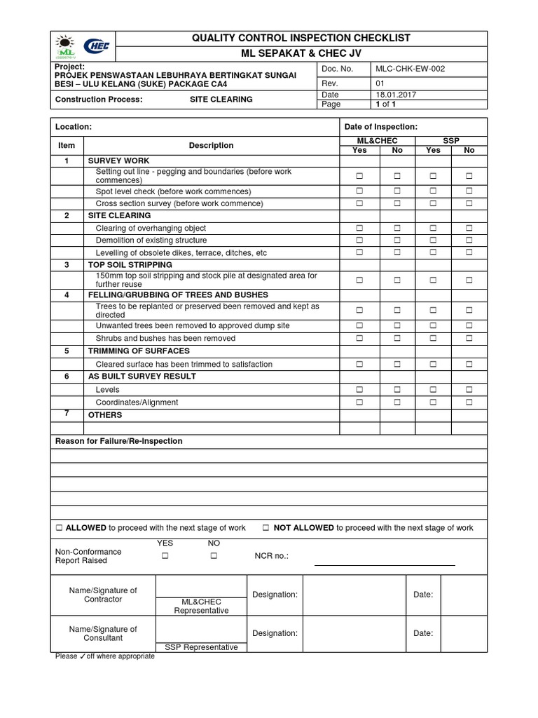 Checklist Site Clearing | PDF