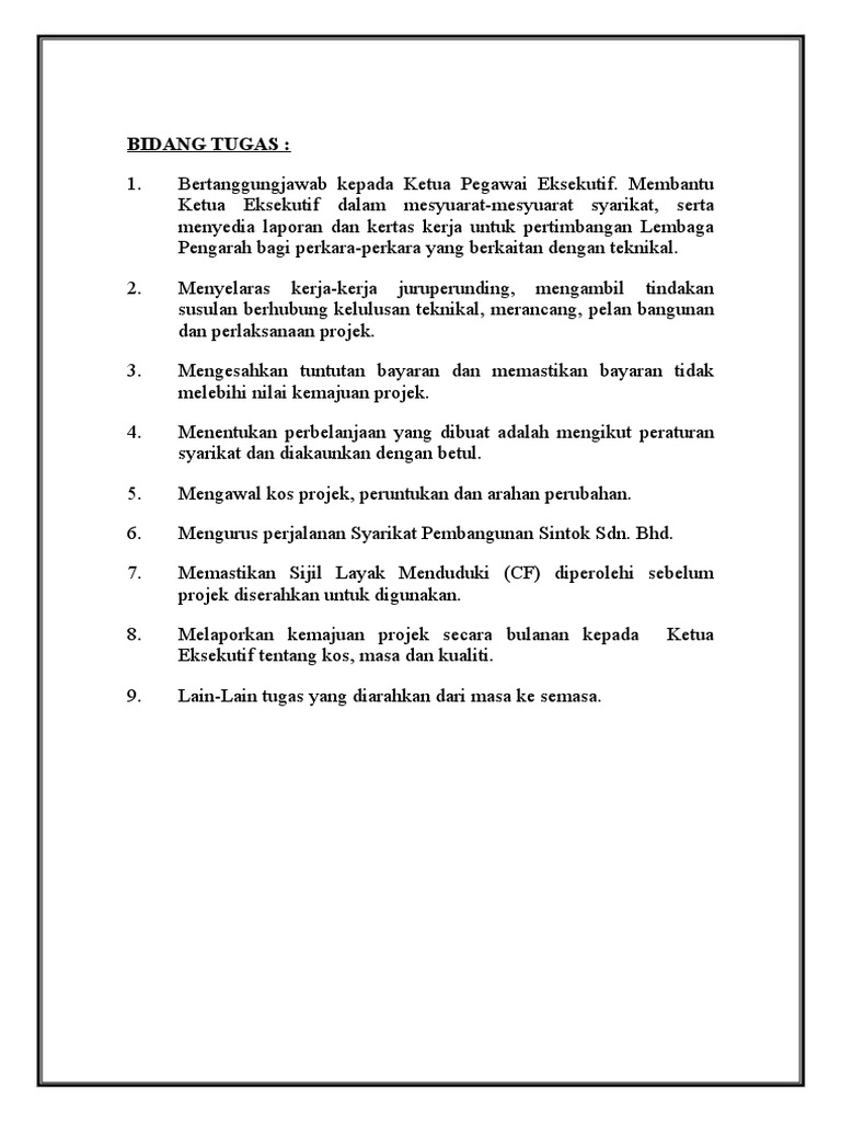 Bidang Tugas Teknikal Dan Kawalan | PDF