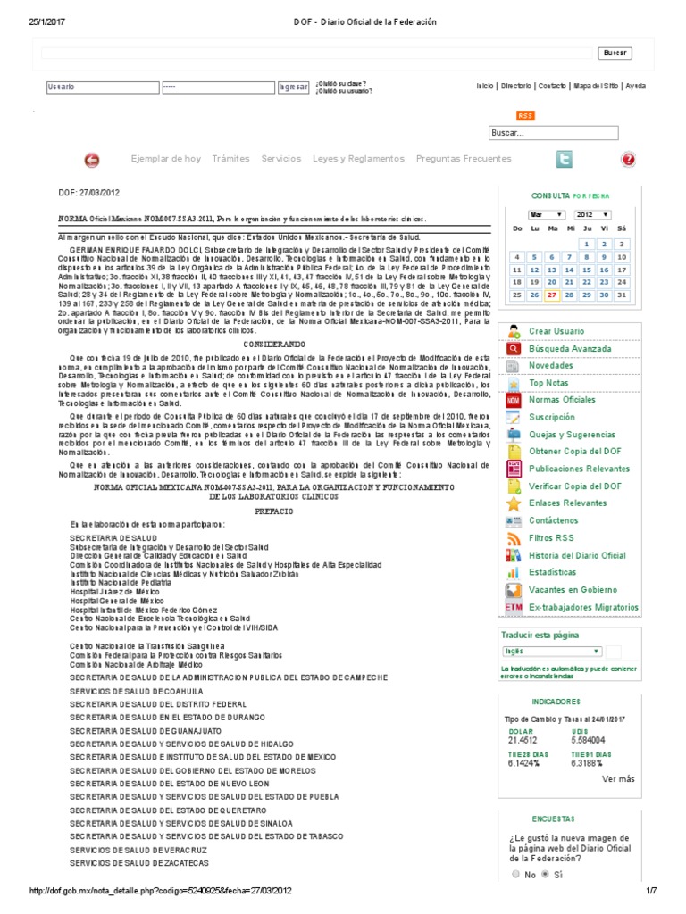 NORMA Oficial Mexicana NOM-007-SSA3-2011 | PDF | Laboratorios | México