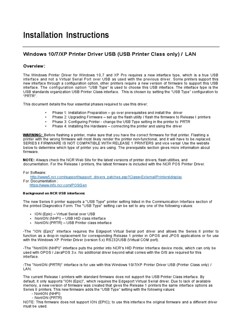 Windows Printer Driver Setup Guide | PDF