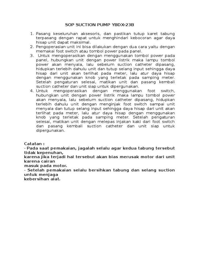 01-Sop Suction Pump Ybdx | PDF