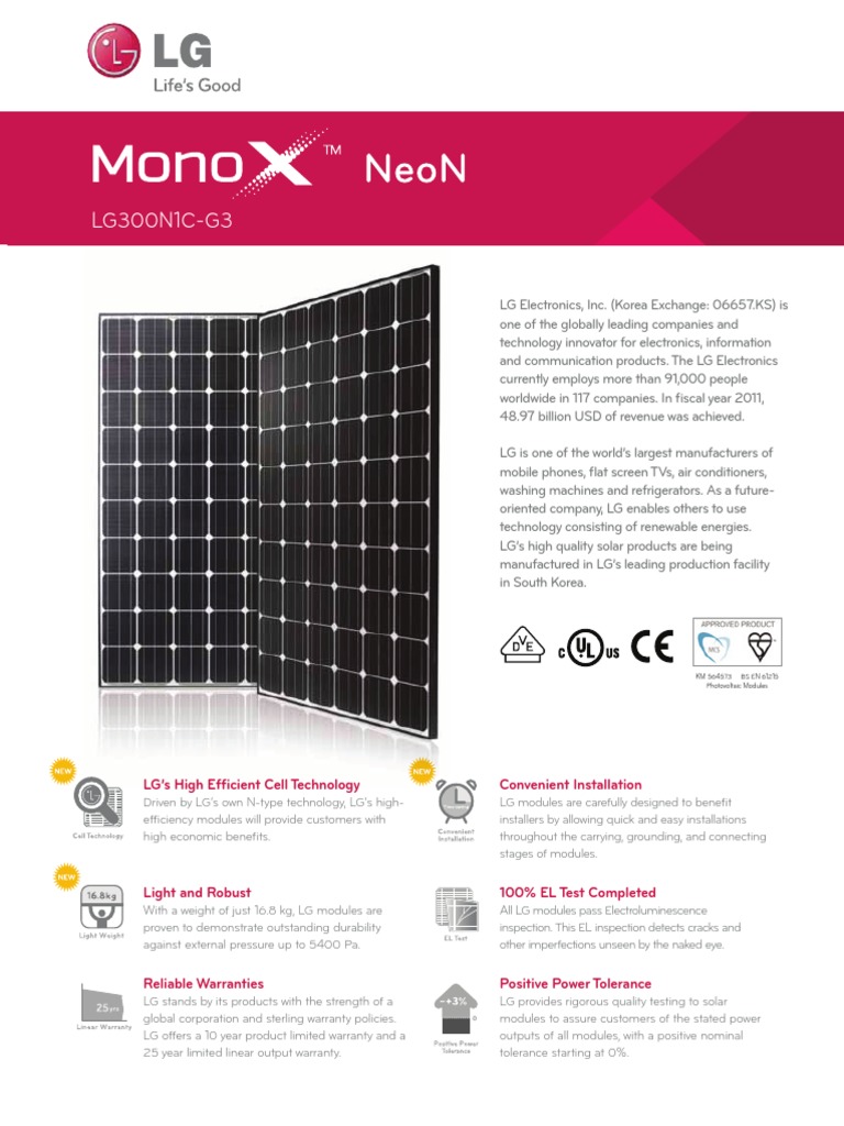 LG Solar PV Panel Black 300 Brochure | PDF | Solar Panel | Photovoltaics