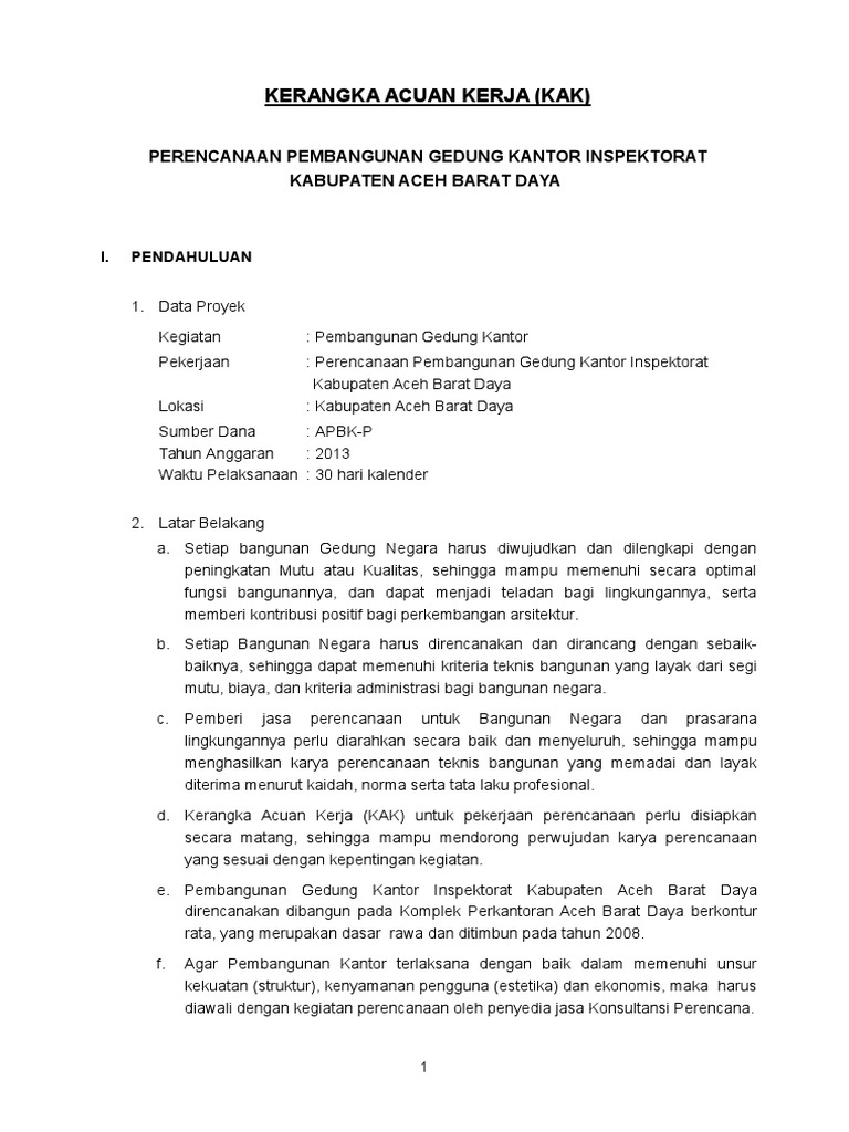 Kak Gedung Inspektorat | PDF