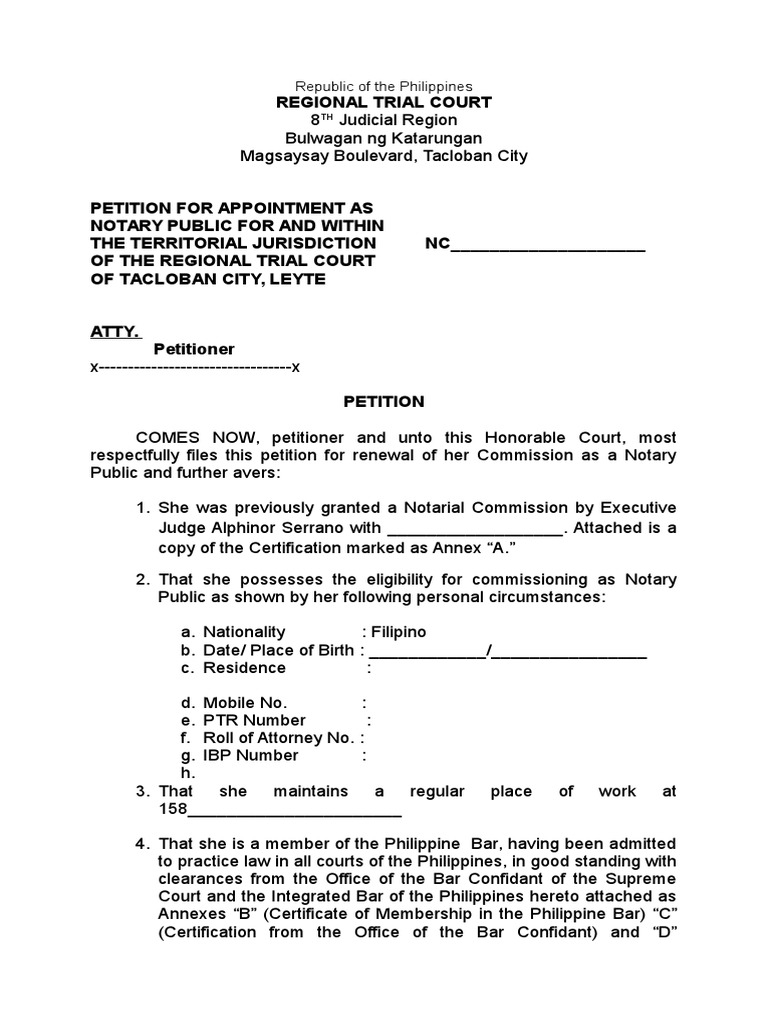 Petition Notarial Commission Renewal_2017 Form | Notary Public | Bar ...