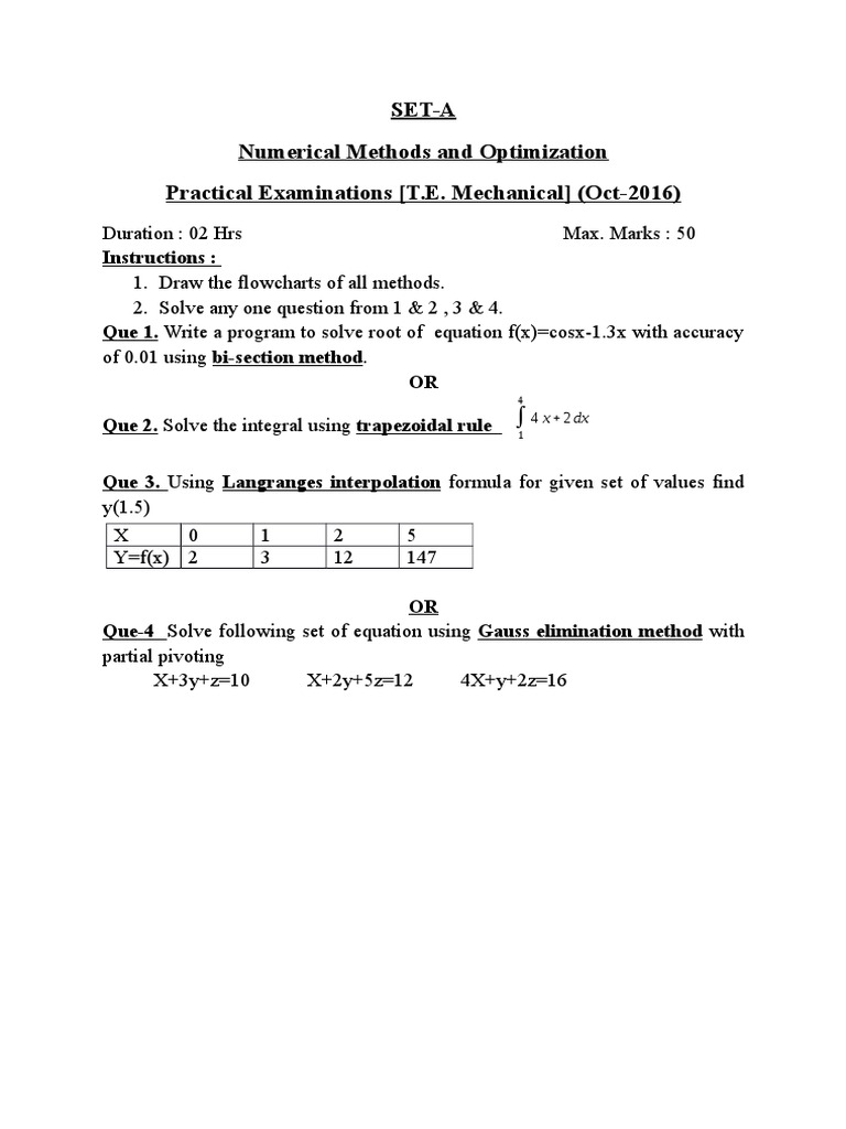 Nmo QP | PDF | Numerical Analysis | Integral