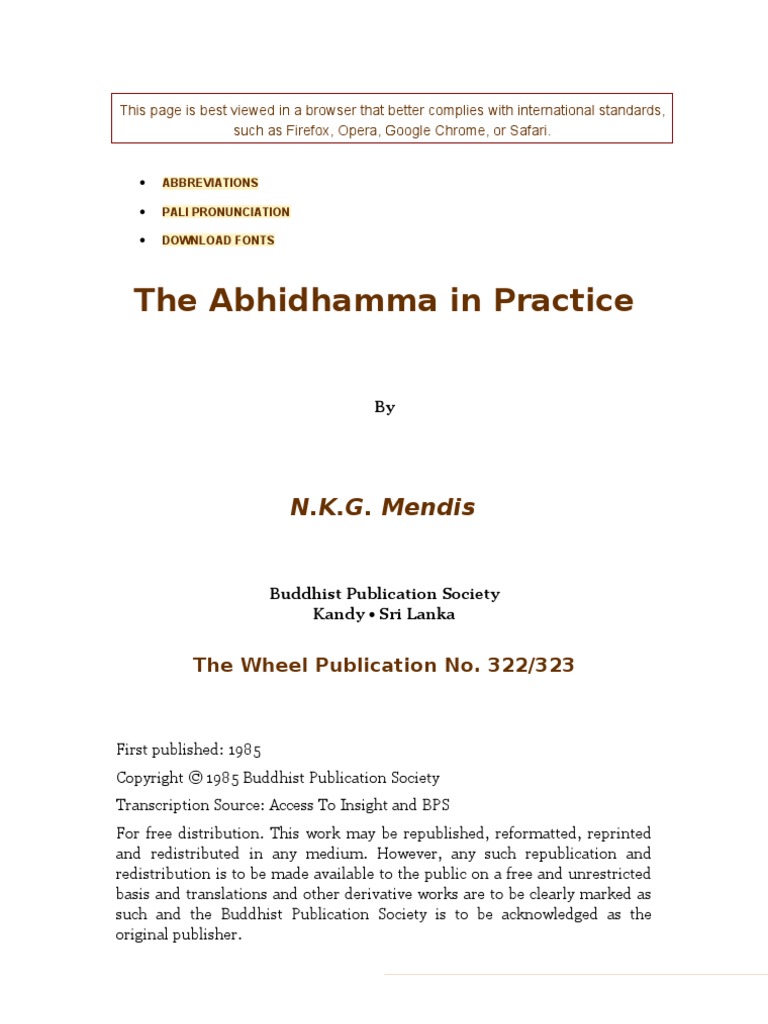 The Abhidhamma in Practice - N.K.G. Mendis | PDF | Mindfulness ...