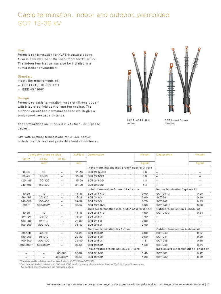 Kabeldon Cable Accessories 1-420 KV English | PDF | Insulator ...