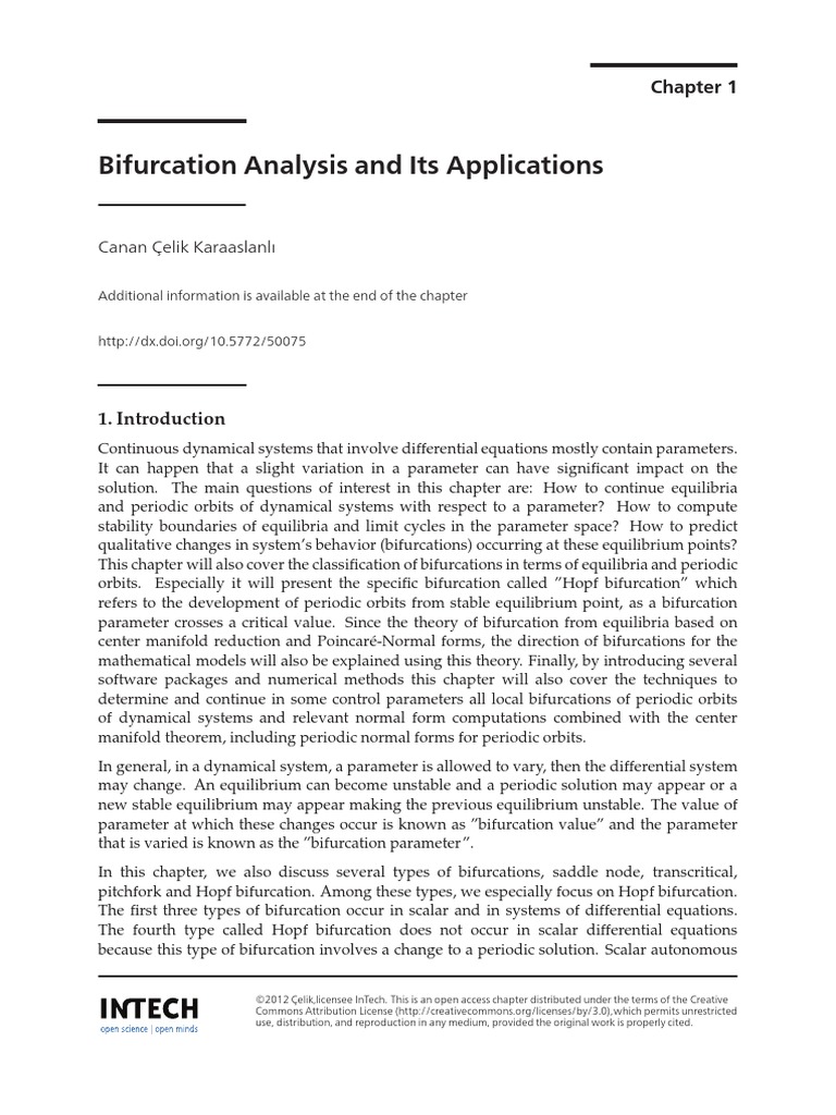 Bifurcation Analysis and Its Applications PDF | PDF | Stability Theory | Dynamical System