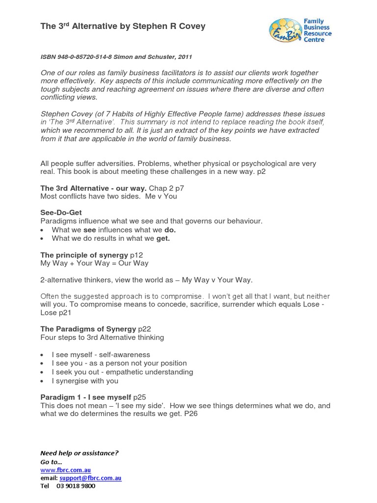 The 3rd Alternative by Stephen R Covey | PDF | Empathy | Psychology