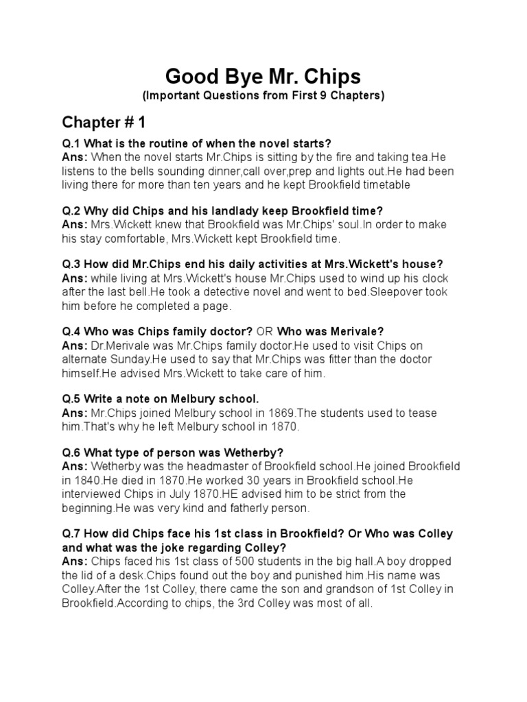 Good Bye MR IMP Questions | PDF