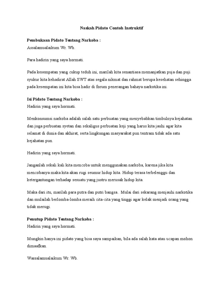 Naskah Pidato Contoh Instruktif
