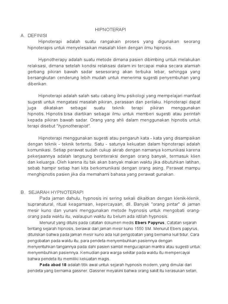 HIPNOTERAPI | PDF