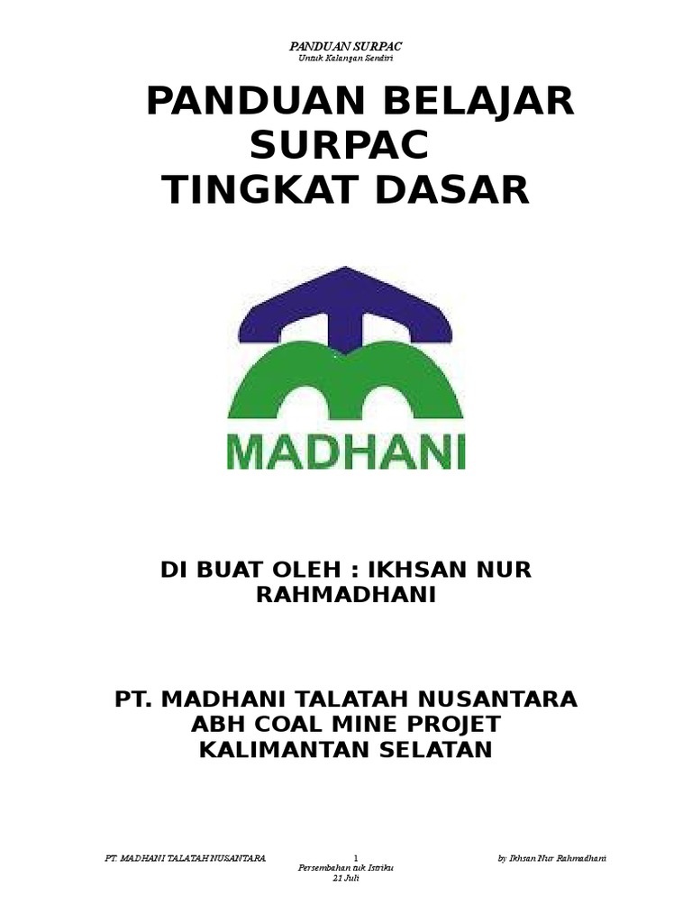 Panduan Dasar Penggunaan Surpac | PDF