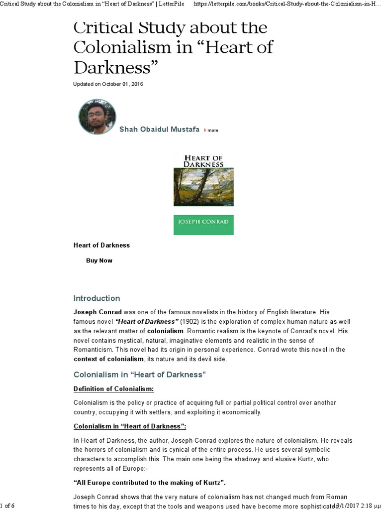 Colonialism in Heart of Darkness | PDF | Heart Of Darkness | Kurtz ...