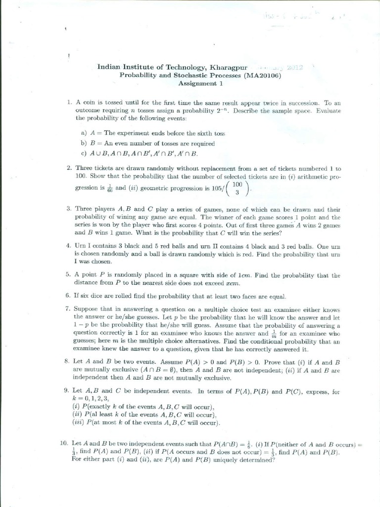 Probability Assignment-1 PDF | PDF