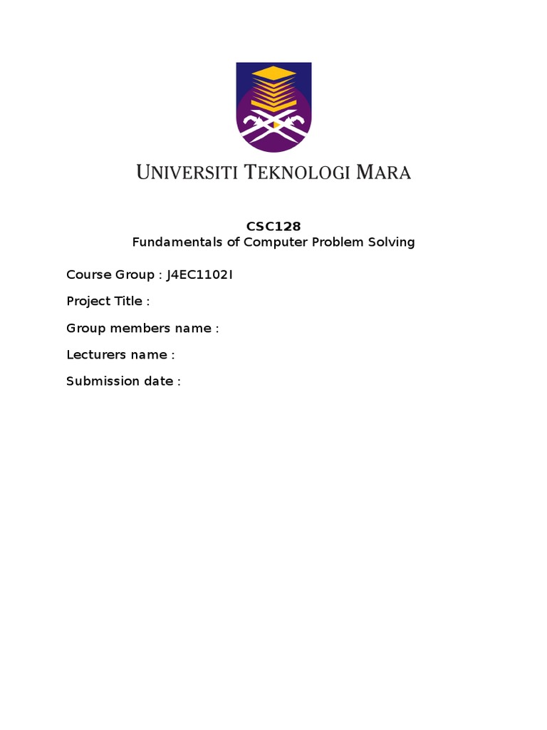 Fundamentals of Computer Problem Solving Course Group: J4EC1102I ...