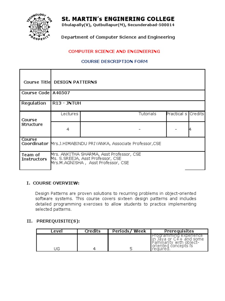Design Patterns Course Overview | PDF | Engineering | Software Design ...