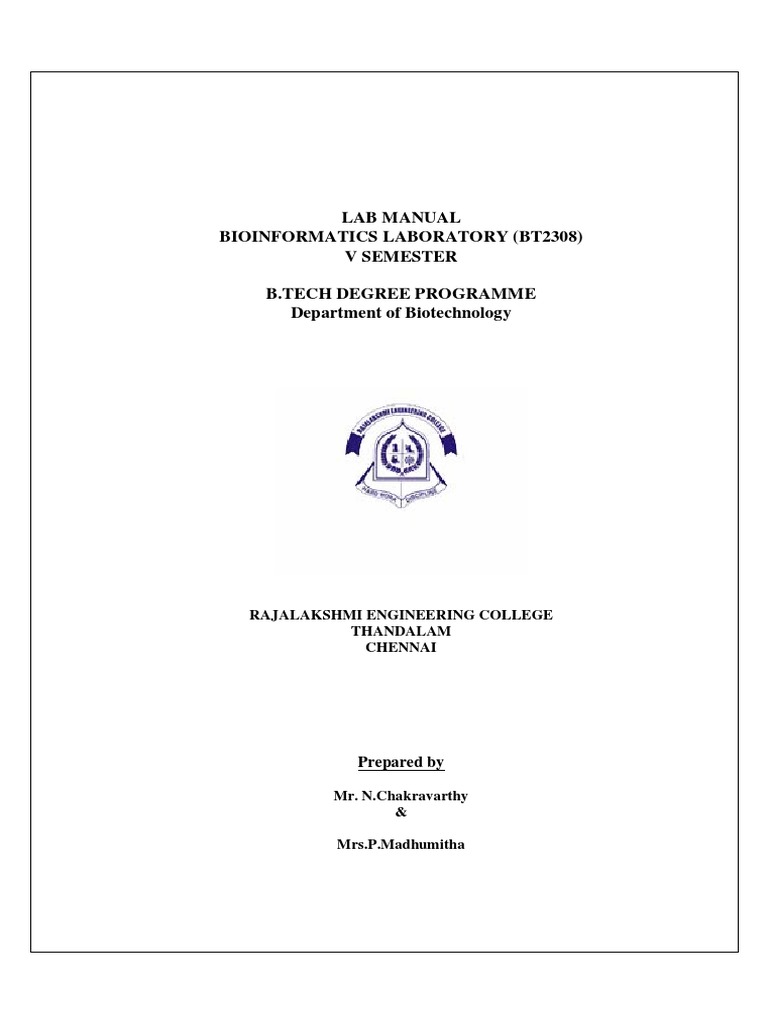 Bioinformatics Lab Manual V Semester | PDF | Blast | Gen Bank
