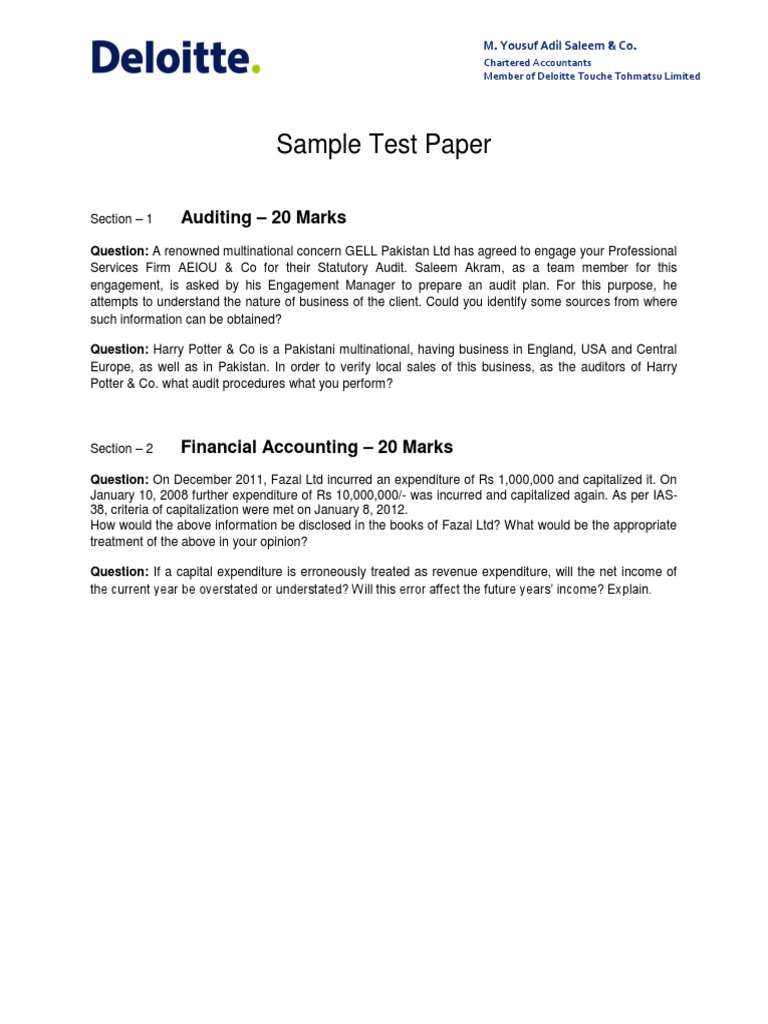 Sample Test Paper 2015 | Audit | Dividend