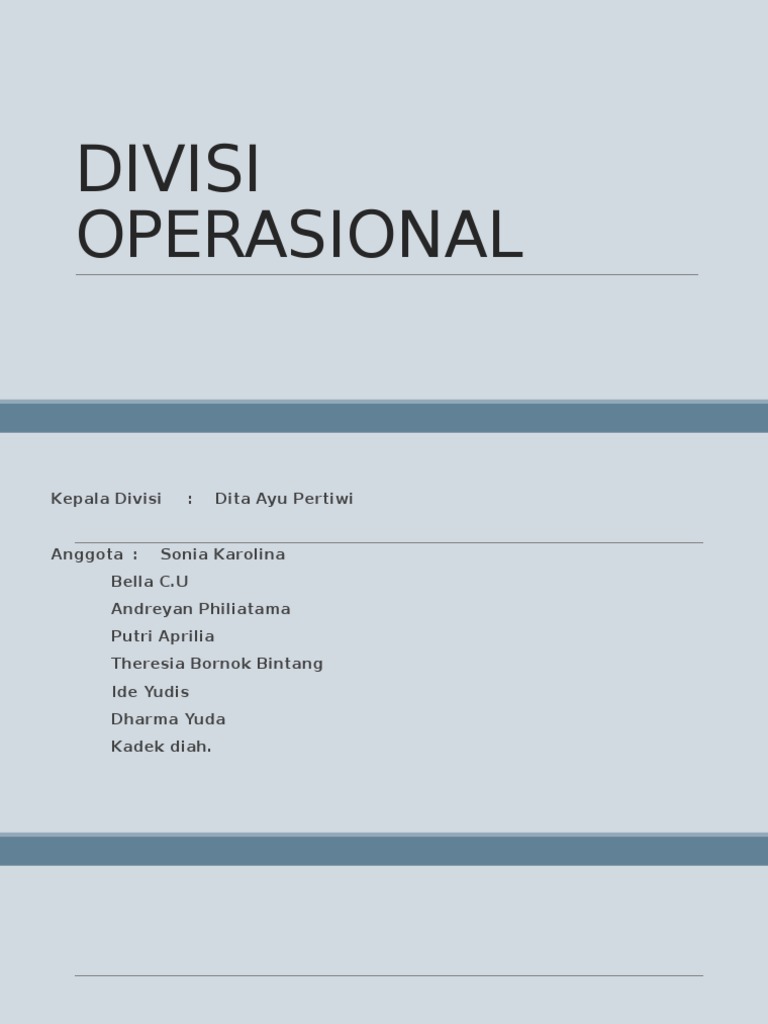 Divisi Operasional | PDF