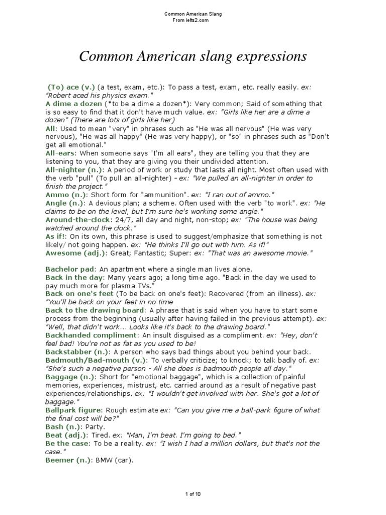 Common American Slang | PDF