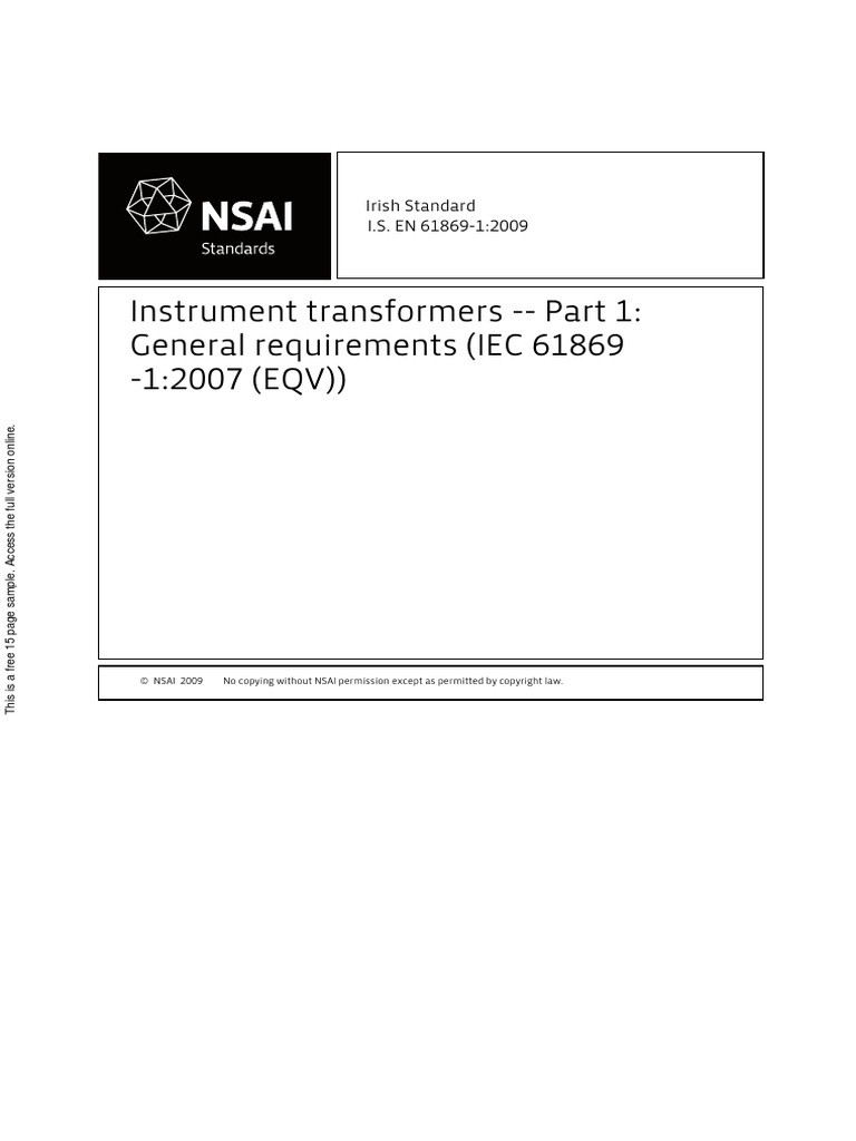 Iec 61869-1-2007 Instrument Transformers - Part 1: General Requir | PDF ...